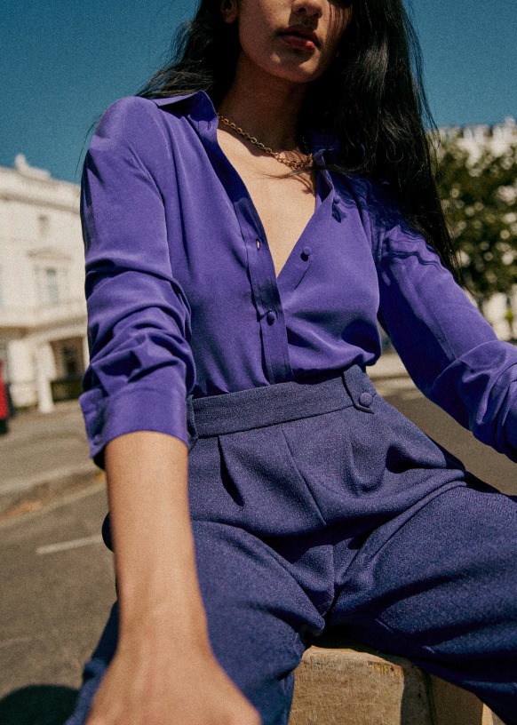Ann Shirt - Purple - Silk - Octobre Éditions