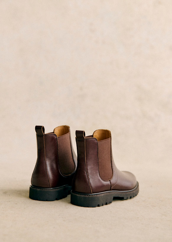 Charlie Boots - Navy - Split cowhide leather - Sézane