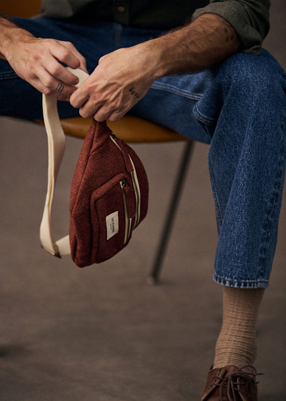 Ember Woolen crossbody pouch - Sea Green - Wool - Sézane