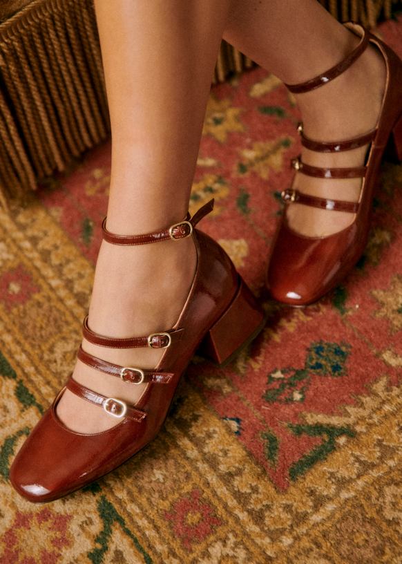 Babies Elodie - Acajou Vernis - Cuir bovin vernis - Sézane