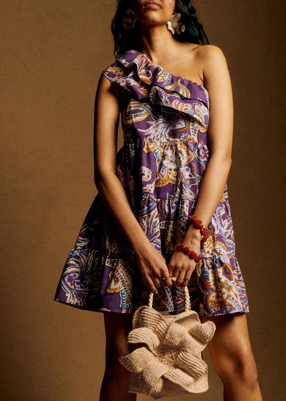 Jurk Leanore - Print Purple Soffi - Biologisch katoen - textiel gemaakt ...