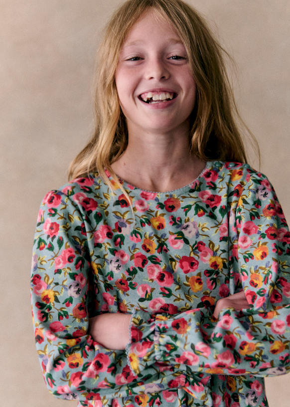 Luce dress - Roses - Organic cotton - organic textile - Sézane