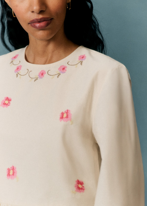 Vestido Zelie - Sézane x Andion - Trepadora rosa - Algodón orgánico ...