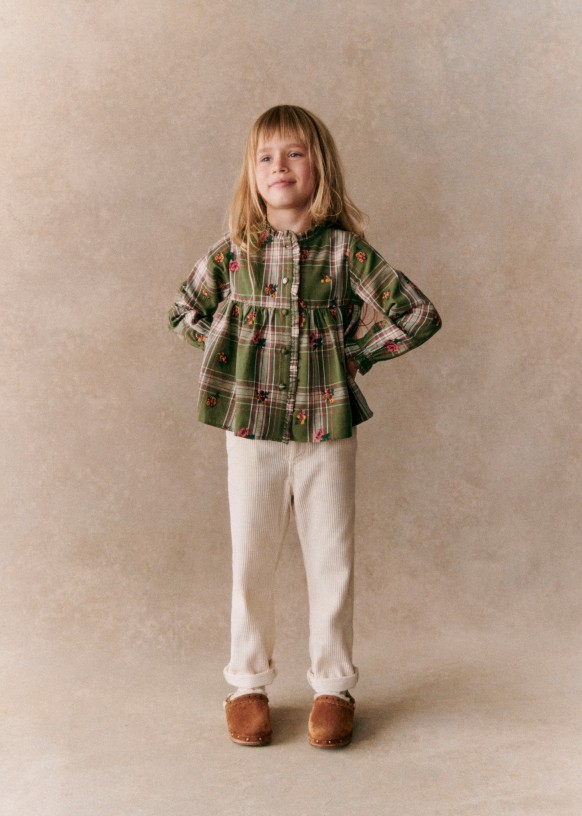 Adeline Blouse - Flowery Embroidery Tiles Fields - 0rganic cotton ...