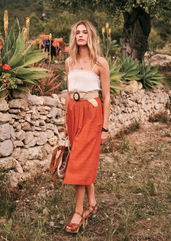 Tiphaine-skirt - Rust Tiles - Viscose - Sézane