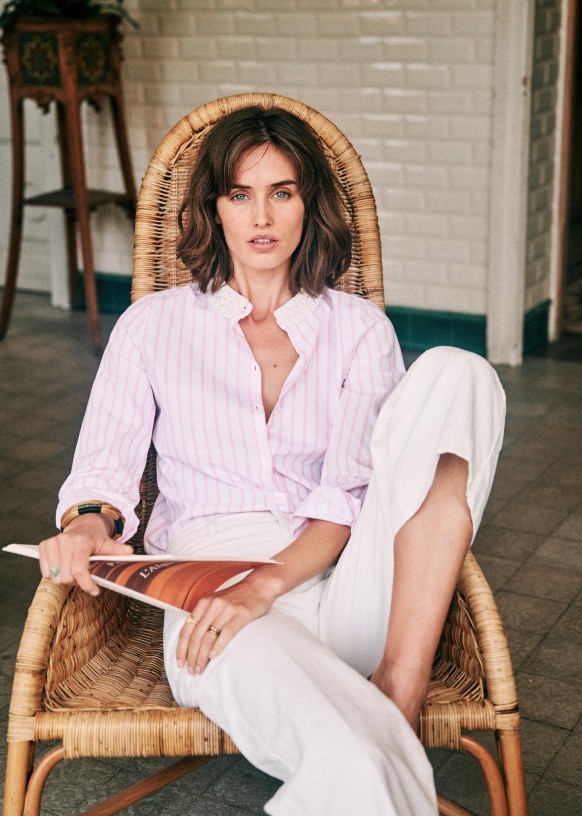 Pantalon Juno - Écru - Coton - Sézane