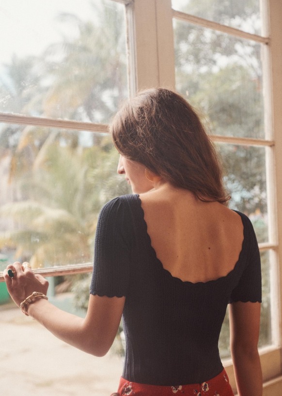 Romy Knitwear - Navy - Viscose - Sézane