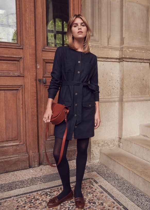 Josefa dress. - Navy - Polyester - Sézane