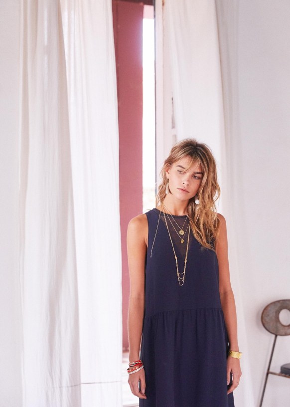 Kleid Rosalie - Marine - Acetat - Sézane