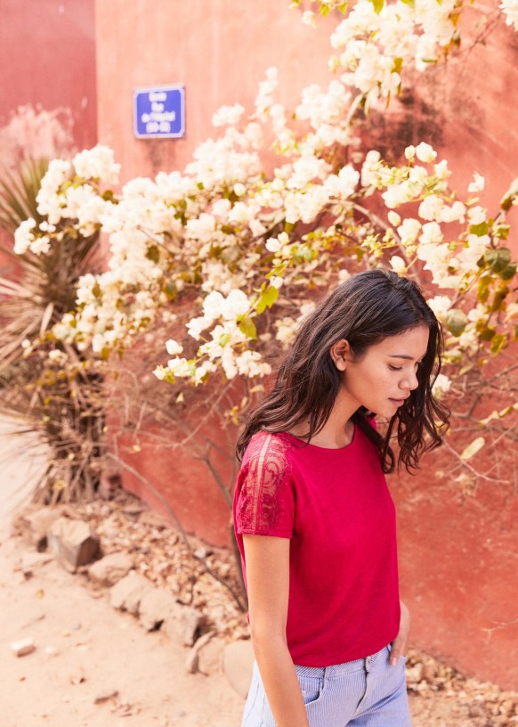 T-Shirt Livia - Fuchsia - Lin - Sézane