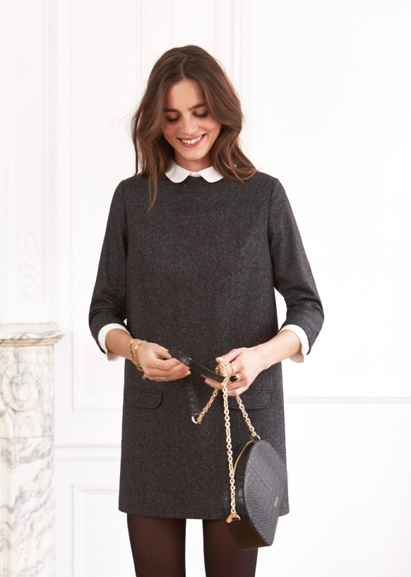 Indie Dress. - Dark Gray Melange - Polyester - Sézane