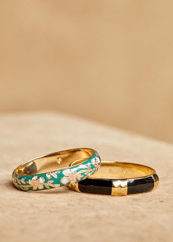 Ana Bracelet - Black & gold - 3 micron Gold-plated metal - Octobre Éditions