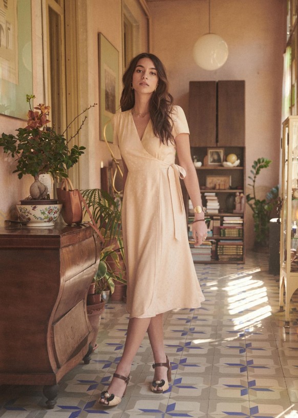 Amber Dress - Printed Multicolored Small Flowers Black Background ...