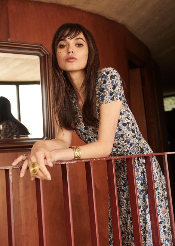 Amber Dress - Flower Ink - Silk - Sézane