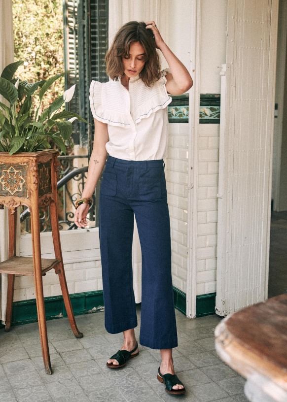 Pantalon Juno - Indigo - Coton - Sézane