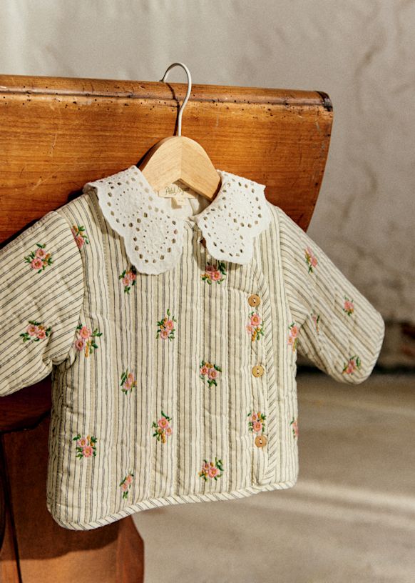 Giacca Fanny - Righe e Ricami a Fiori - Cotone biologico - tessuti ...