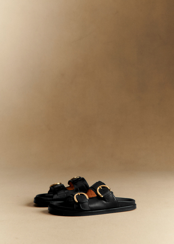 Lenny low mules - Smooth Black - Bovine leather - Sézane
