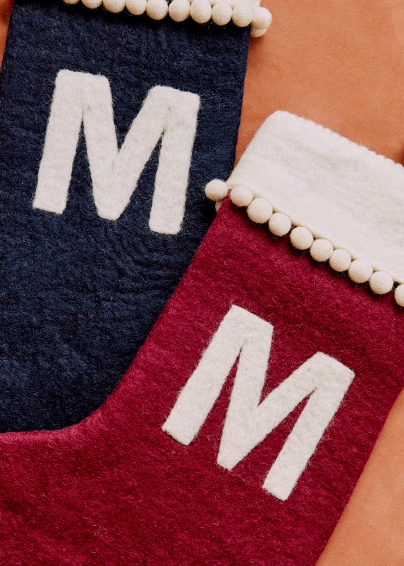 Navy Festive stocking - B - Octobre Éditions