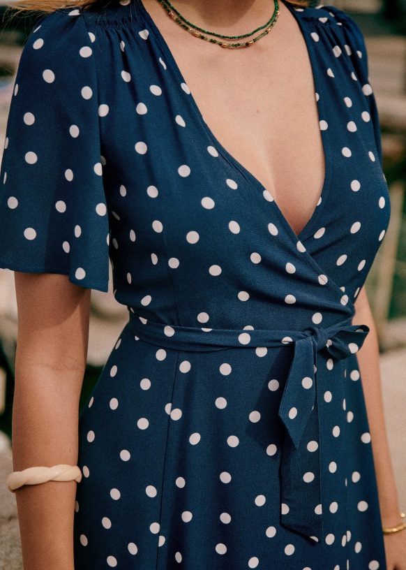 Sarah Dress - Navy polka dots - Sézane