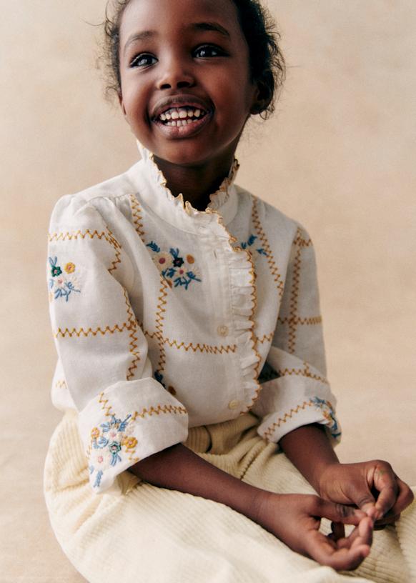 Chlo Shirt - Petit Sézane x Lucia Vergara - Aciano Embroidery - Linen ...