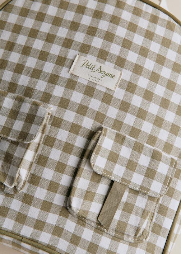 Backpack - Green Gingham - Organic Cotton - Sézane