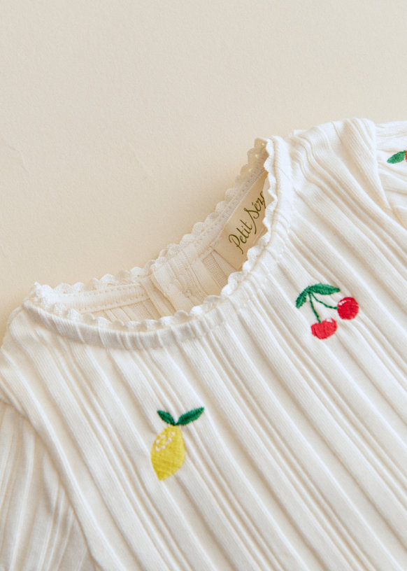 Top Simona - Ecru / Broderie Fruit - Coton biologique - textile ...