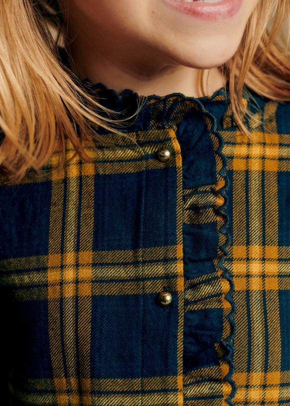 Romy Dress - Midnight Blue Checks - Organic cotton - organic textile ...