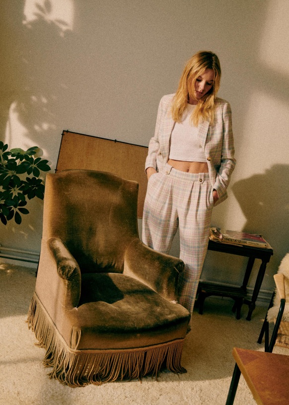 Christie Jacket - Pastel check wool - Recycled wool - Octobre Éditions