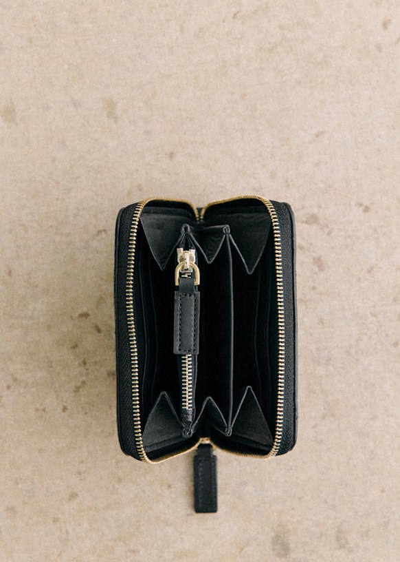 Céleste Wallet - Black patchwork - Bovine leather - Sézane