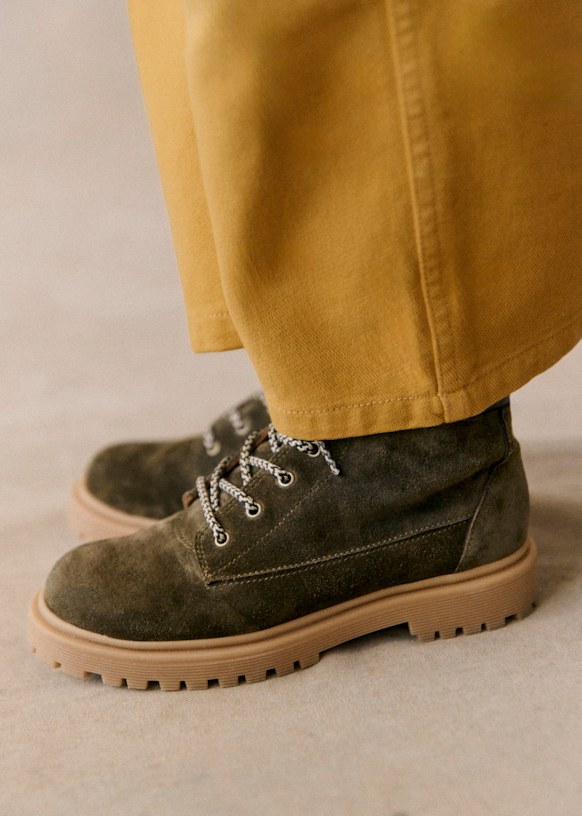 Octave Boots - Smooth Olive Green - Split cowhide leather - Sézane