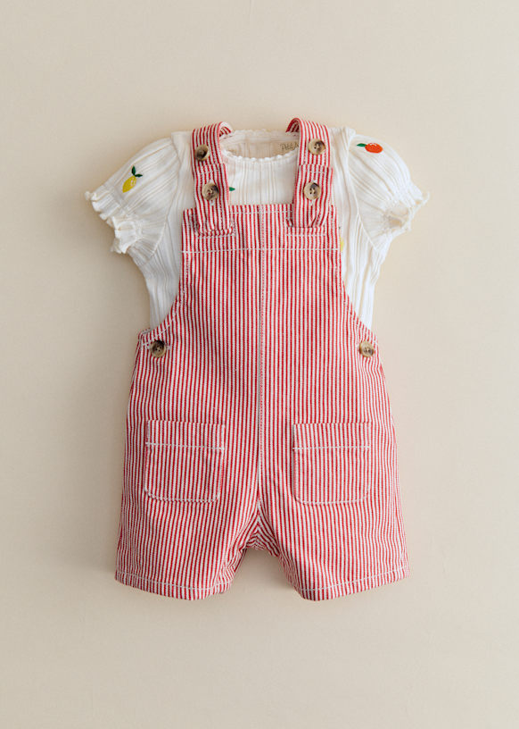 Marno Jumpsuit - Red with Stripes - Organic cotton - organic textile ...