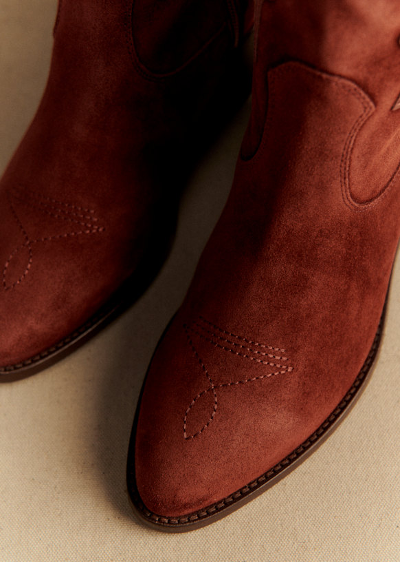 Jill Boots - Mahogany Bi-material - Bovine leather - Sézane