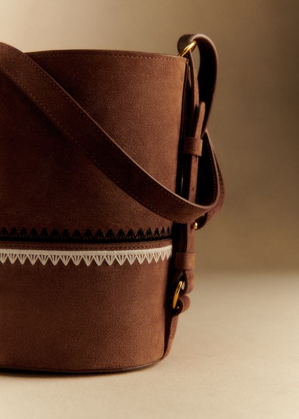 Sac Gary - Sézane x Baziszt - Choco Broderie - Cuir bovin - Sézane