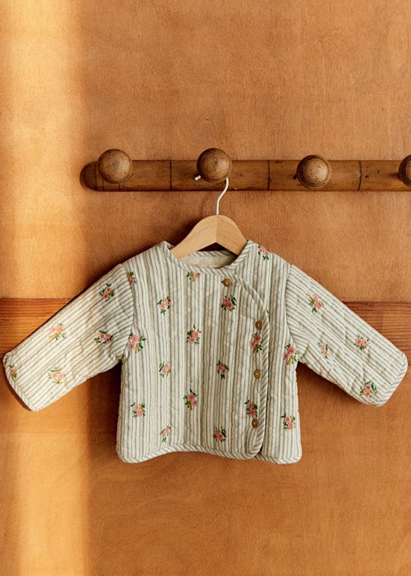 Giacca Fanny - Righe e Ricami a Fiori - Cotone biologico - tessuti ...