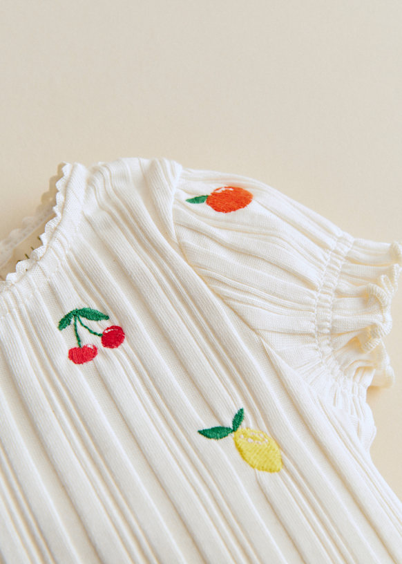 Top Simona - Ecru / Broderie Fruit - Coton biologique - textile ...