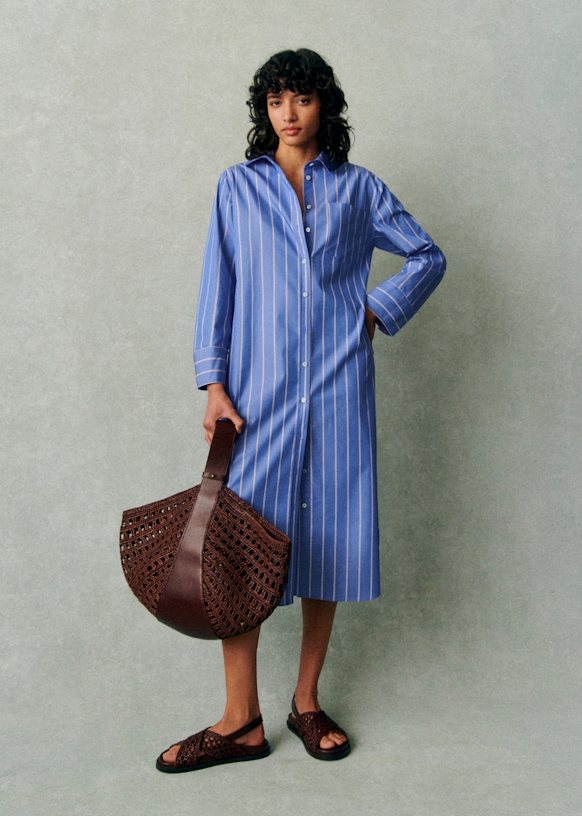Tymea Dress - Blue Stripes - Organic Cotton - Sézane