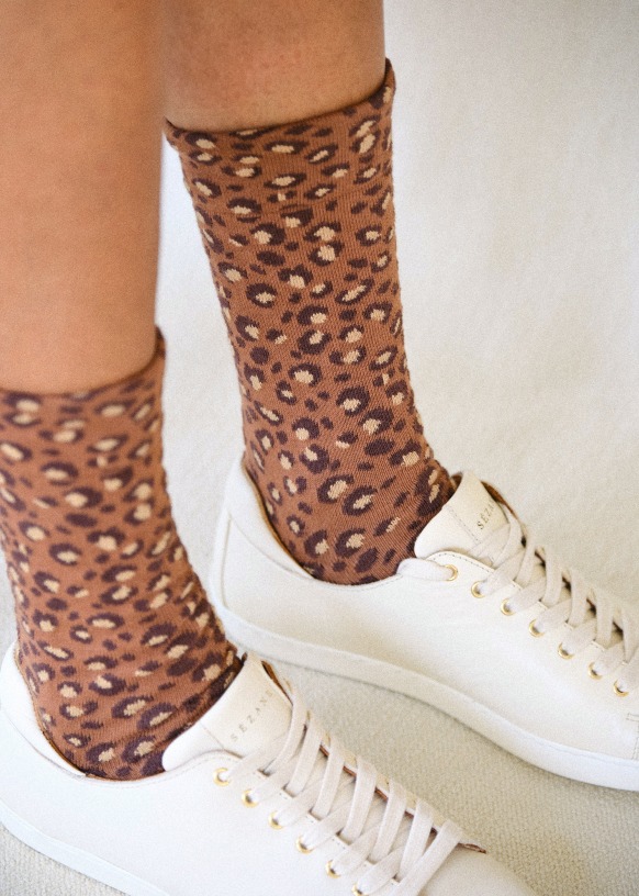 Leopard print socks - Leopard Brown - Cotton - Sézane