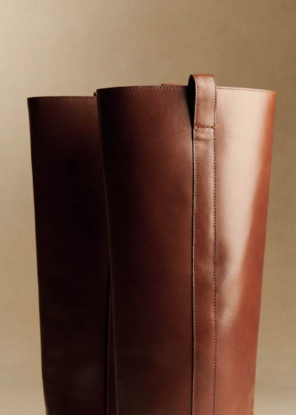 Bridget Knee Boots - Glossy Chocolate - Bovine leather - Sézane