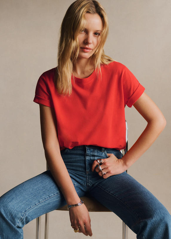 Conrad T-Shirt - Bright red - Organic cotton - organic textile - Sézane
