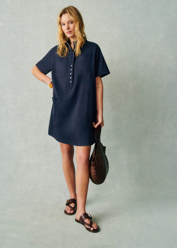 Robe Sonali - Marine - Viscose ECOVERO™ LENZING™ - Sézane