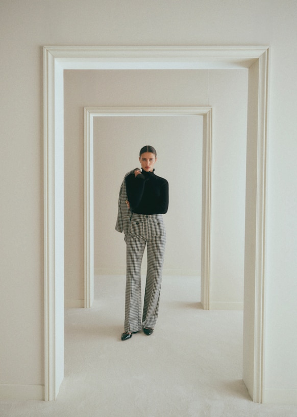 Broek Dan - Vichy Zwart Wit - Biologisch katoen - Sézane