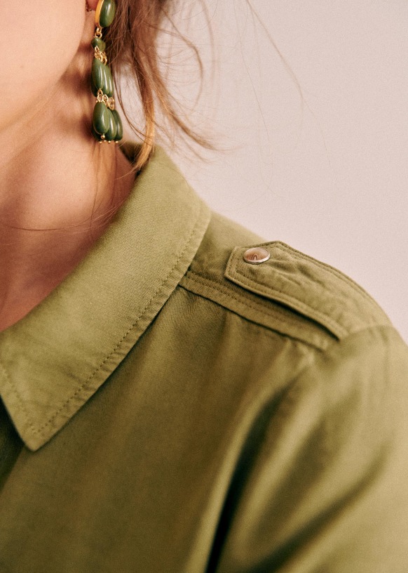 Davina Shirt - Olive Green - Cotton - Sézane