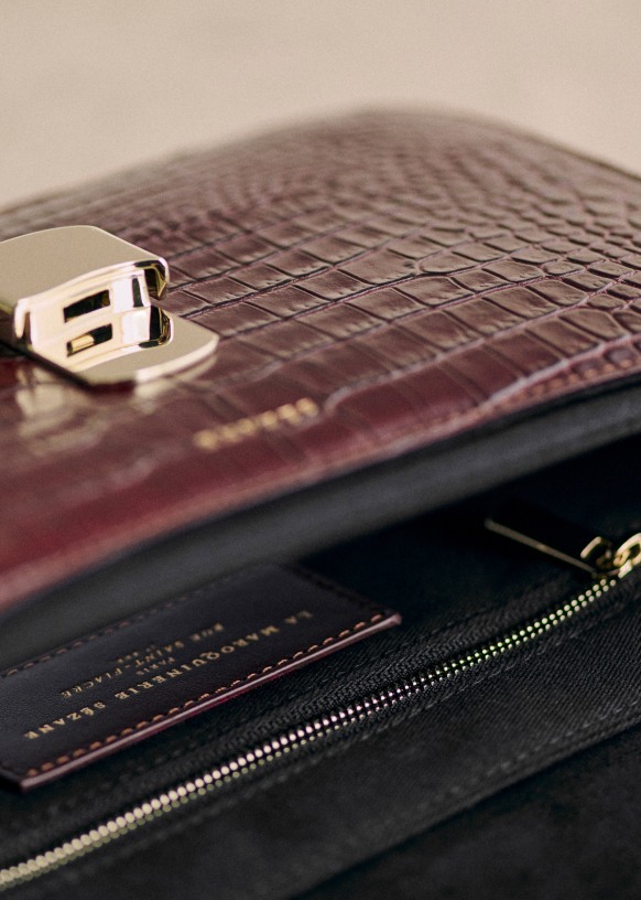 Milo Classic Bag - Chocolate Croco Print - Crocodile-embossed cowhide ...