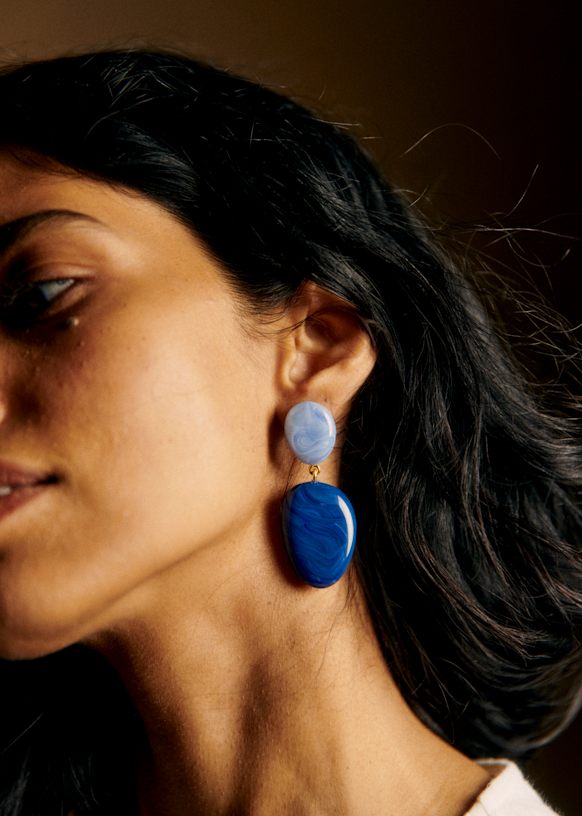 Carla Earrings - Denim multi - Resin - Octobre Éditions