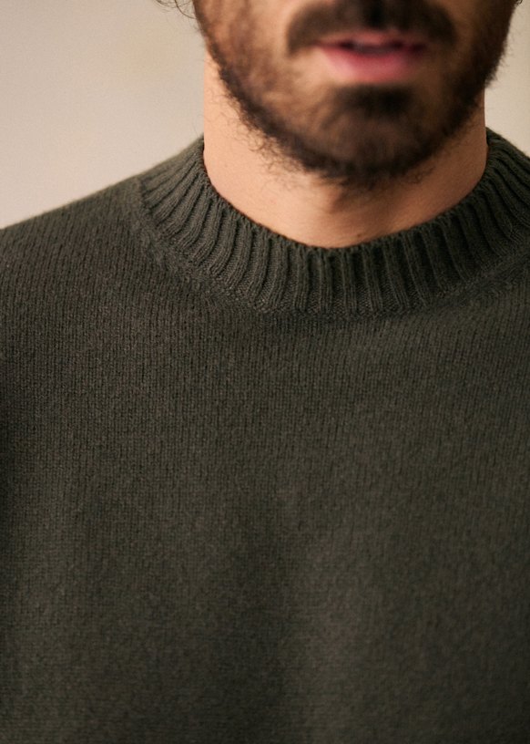 Riley Sweater - Khaki - Merino Wool - Octobre Éditions
