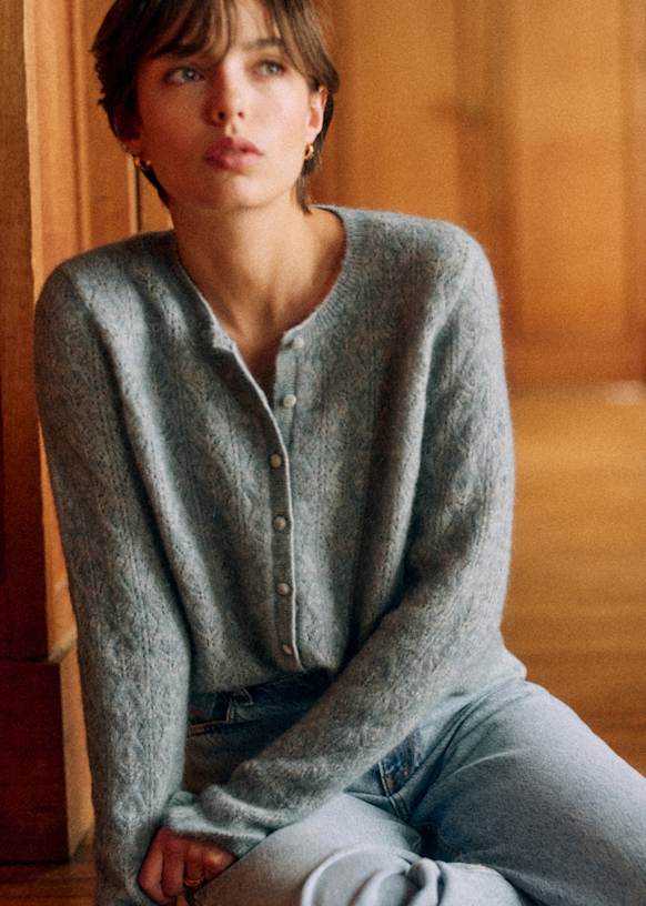 Carolina cardigan - Sézane x MDLO - Igloo Blue - Merino Wool - Octobre ...