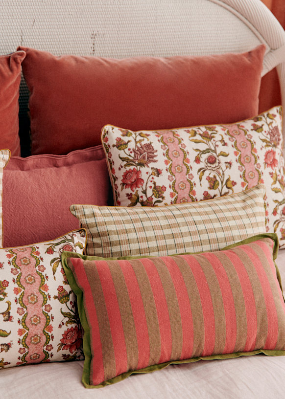 pink patterned cushions