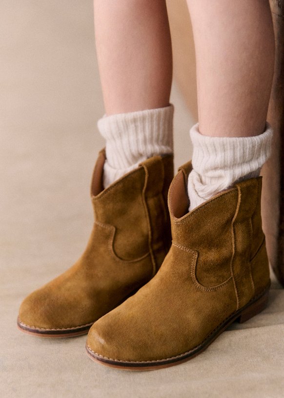 Jane Boots - Caramel - Split cowhide leather - Sézane