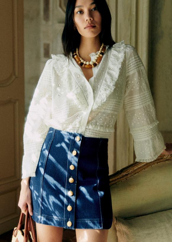 Savina Skirt - Dark Blue - Organic cotton - organic textile - Sézane