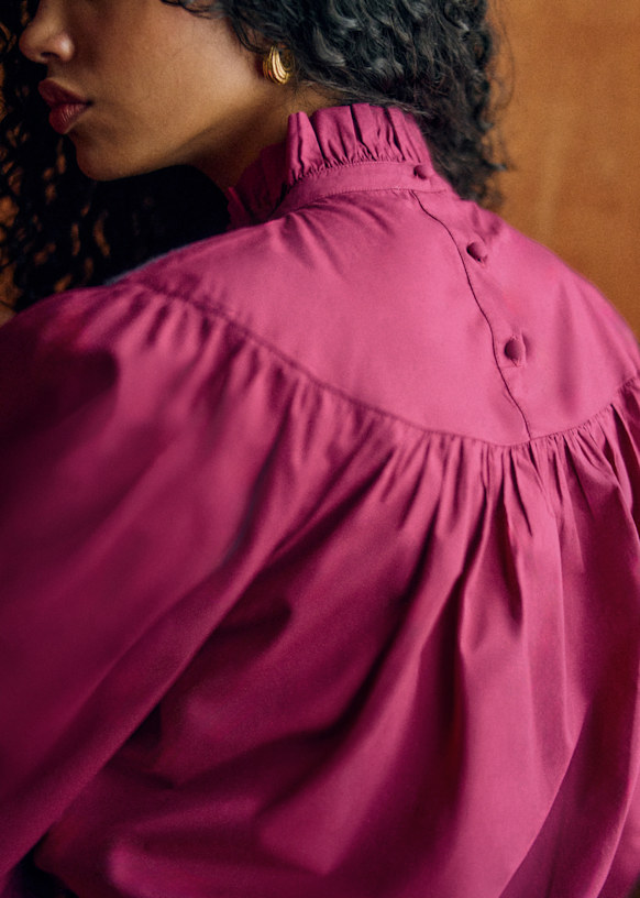 Berta Blouse - Sézane x MDLO - Burgundy - Organic cotton - organic ...